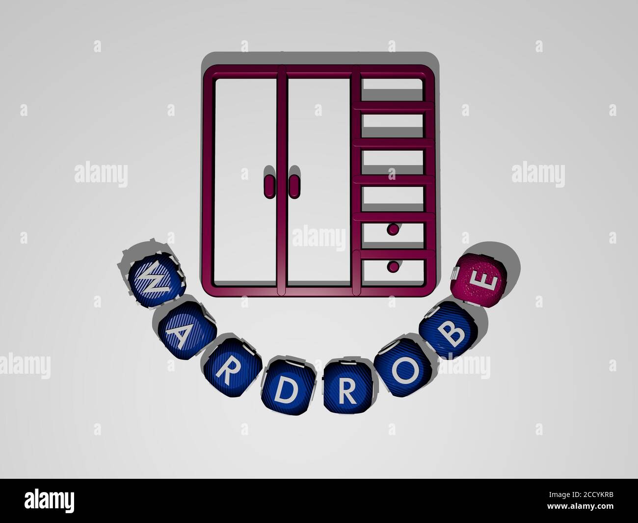 WARDROBE text around the 3D icon, 3D illustration Stock Photo - Alamy