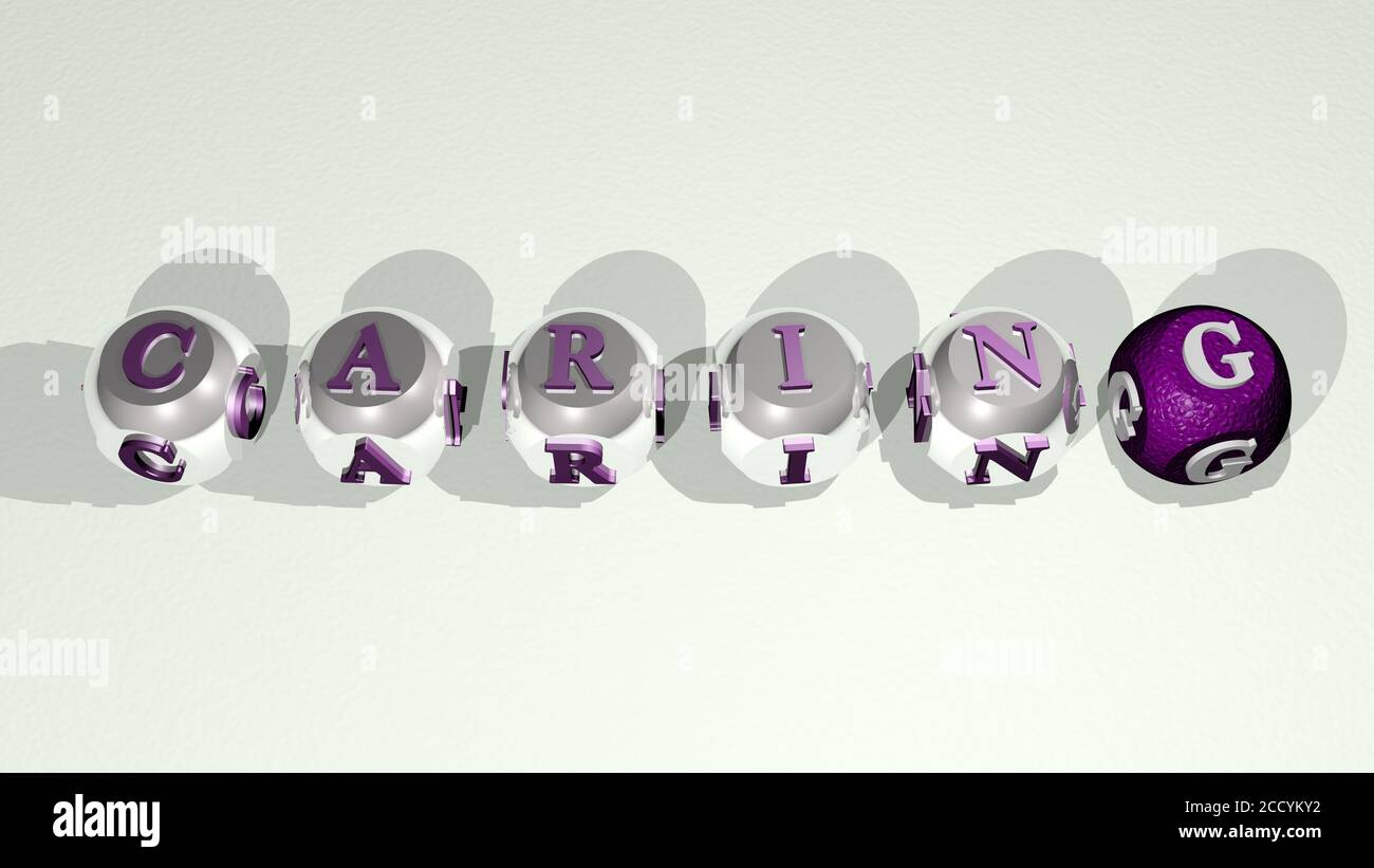 caring text of cubic individual letters, 3D illustration Stock Photo ...