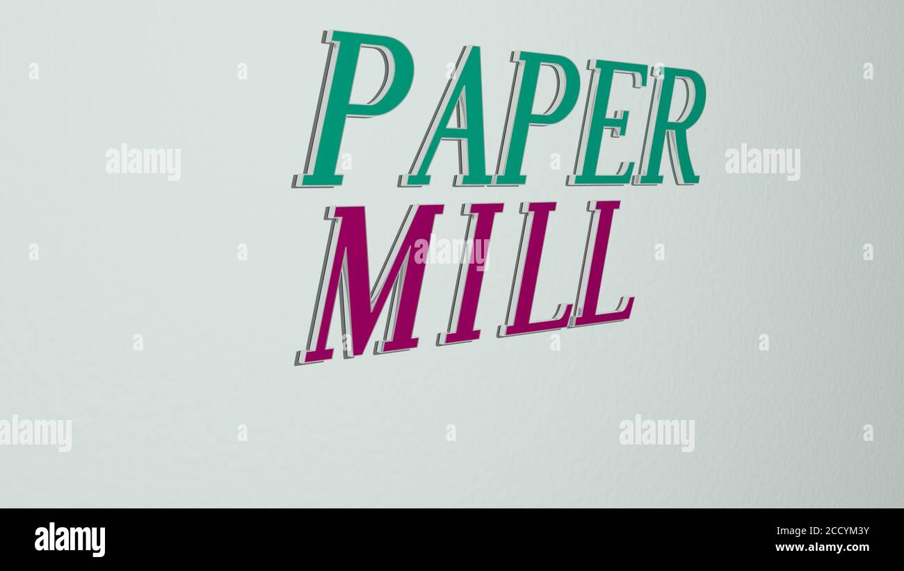 PAPER MILL text on the wall, 3D illustration Stock Photo - Alamy