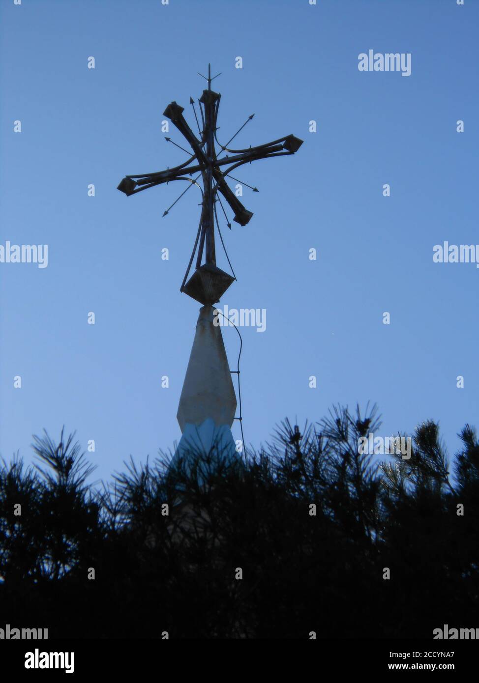 Vertical shot of a cross on a church Stock Photo - Alamy
