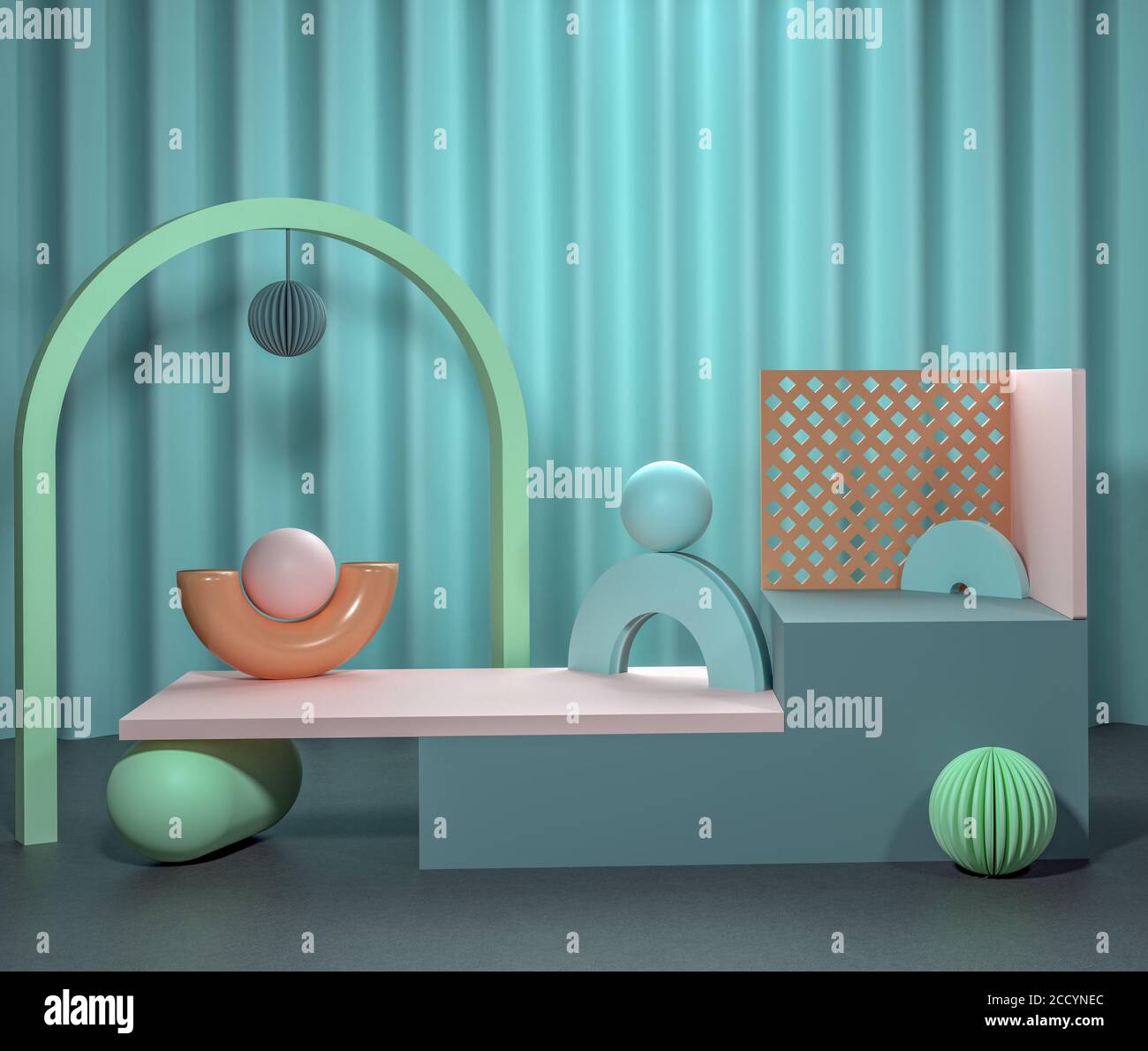 3D stage mockup mockups 3D rendering of abstract geometric forms with ...