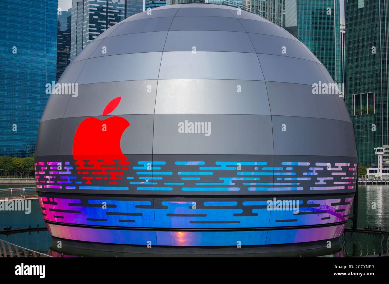 Architecture of floating Apple Store in Singapore.Southeast Asia Stock ...