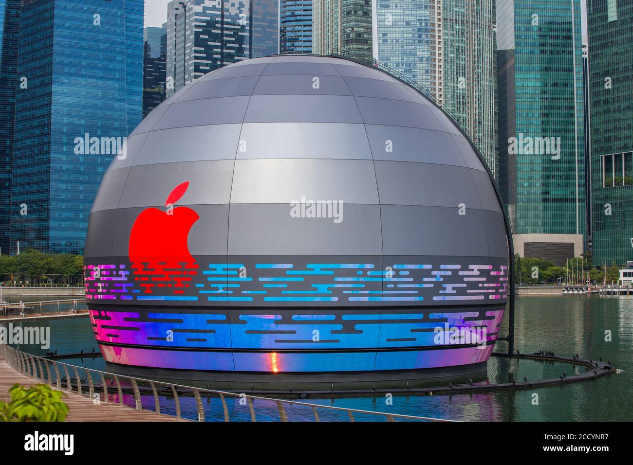 Architecture of floating Apple Store in Singapore.Southeast Asia Stock ...