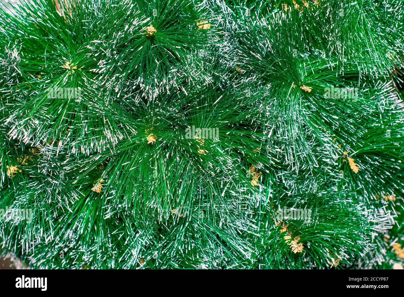 spruce artificial branches, green needles with silver tips for backdrop ...