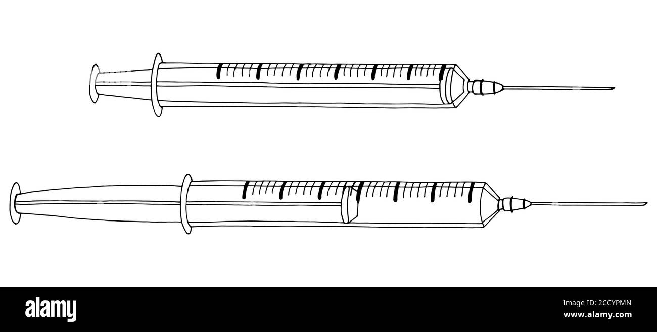 Syringe graphic black white isolated sketch illustration vector Stock ...