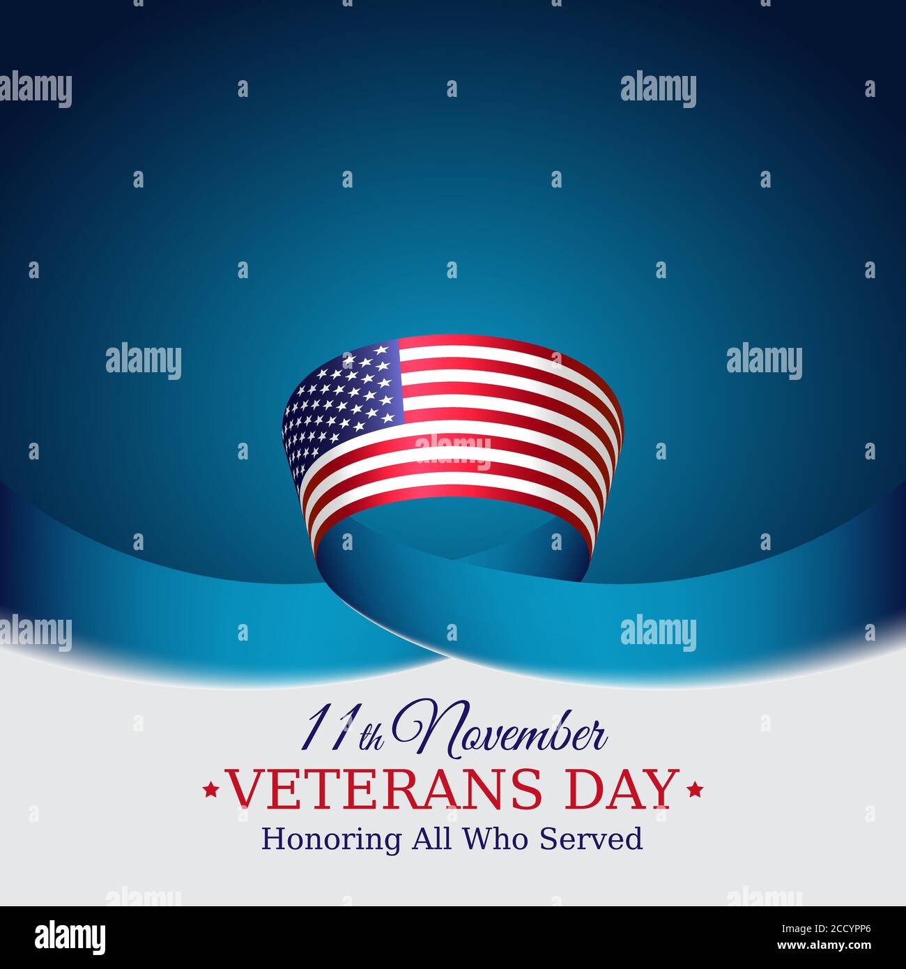 Happy veterans day banner. US national day november 11. Waving american ...