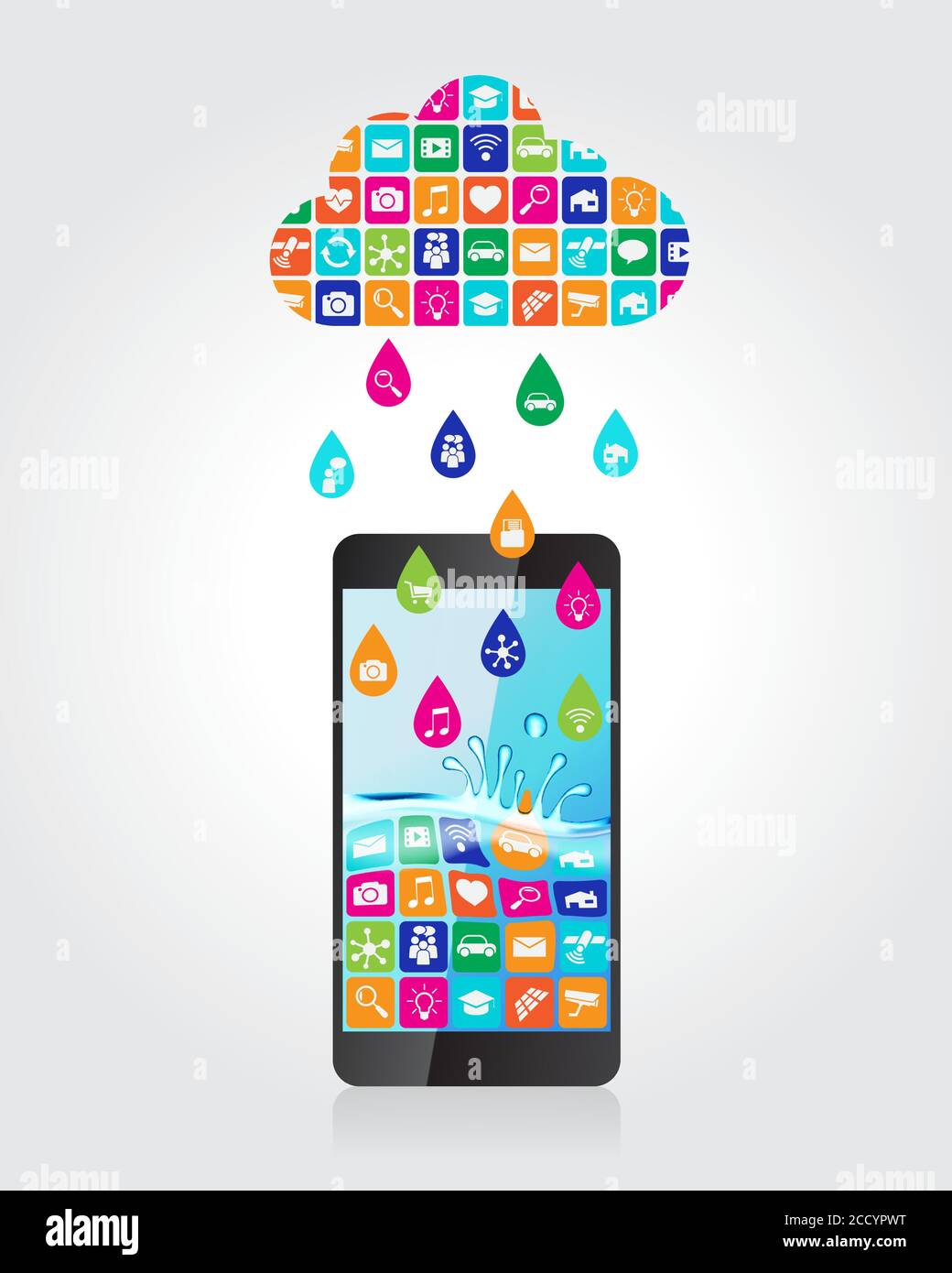 Rain from mobile apps: applications in the form of drops downloaded and ...