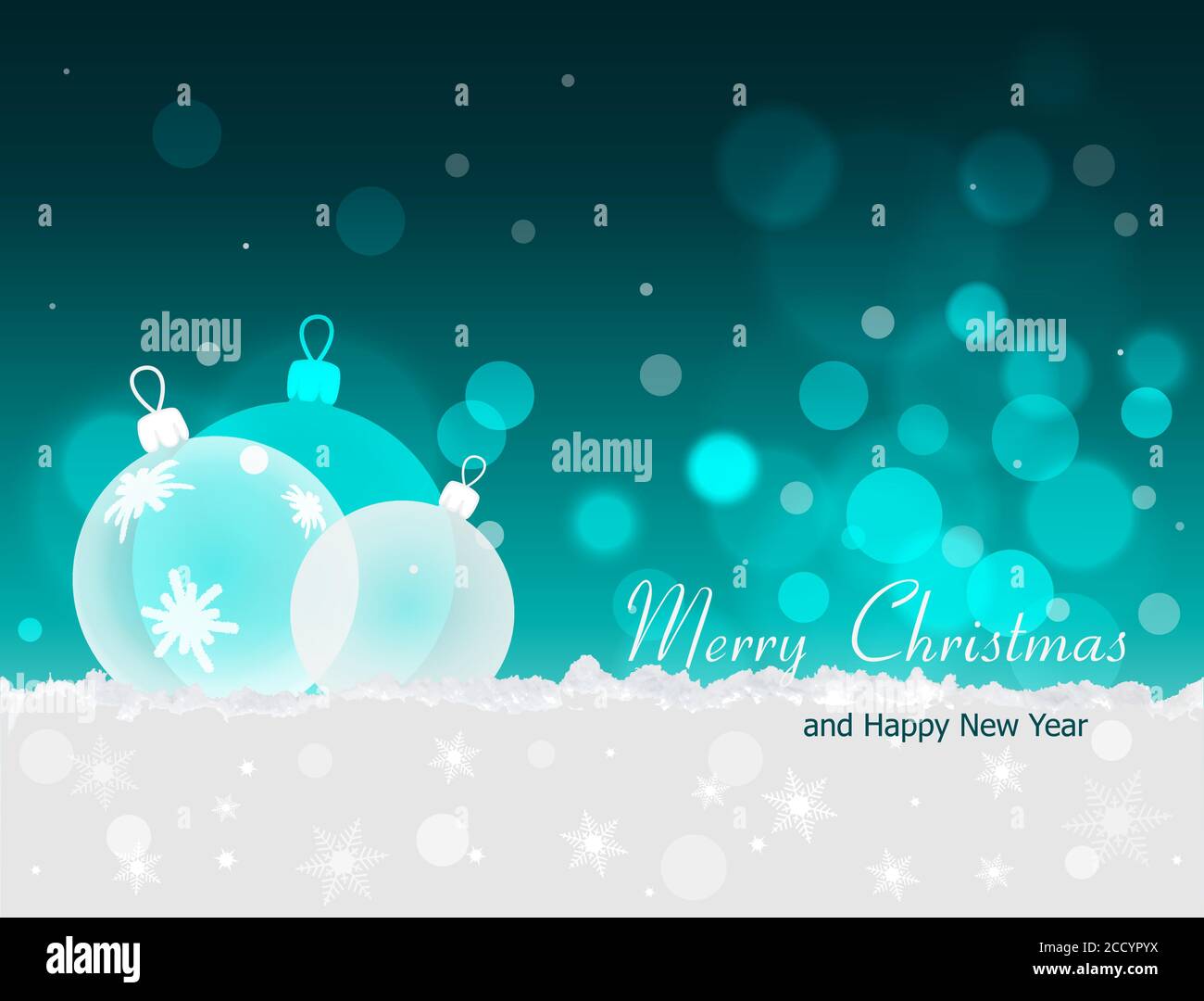 A Blue Christmas background, with transparent christmas balls decorated ...