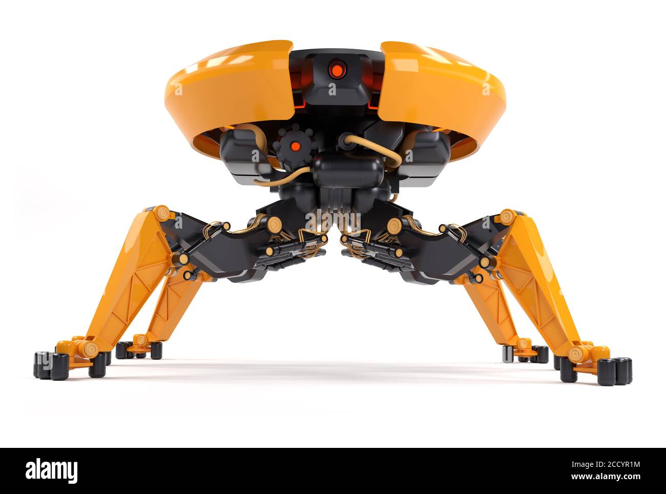 Industrial robotic drone with mechanical arms on white background ...