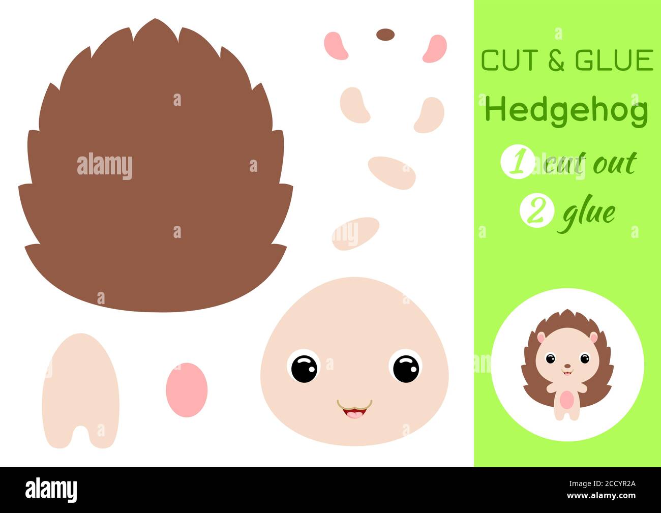 Cut and glue baby hedgehog. Education developing worksheet. Color paper ...