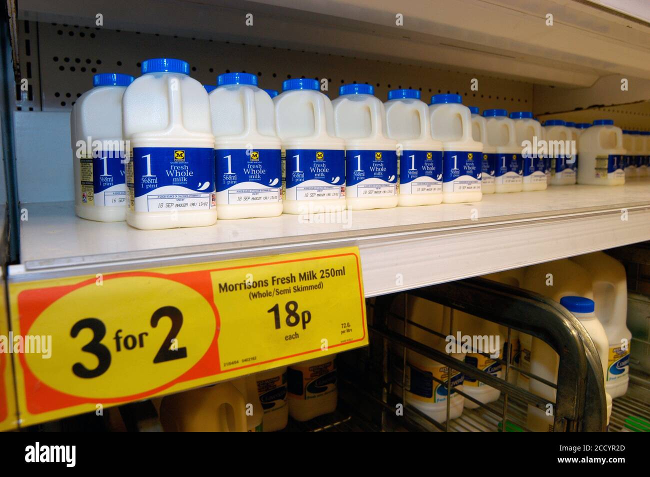 Milk on sale in Morrisons supermarket UK Stock Photo - Alamy