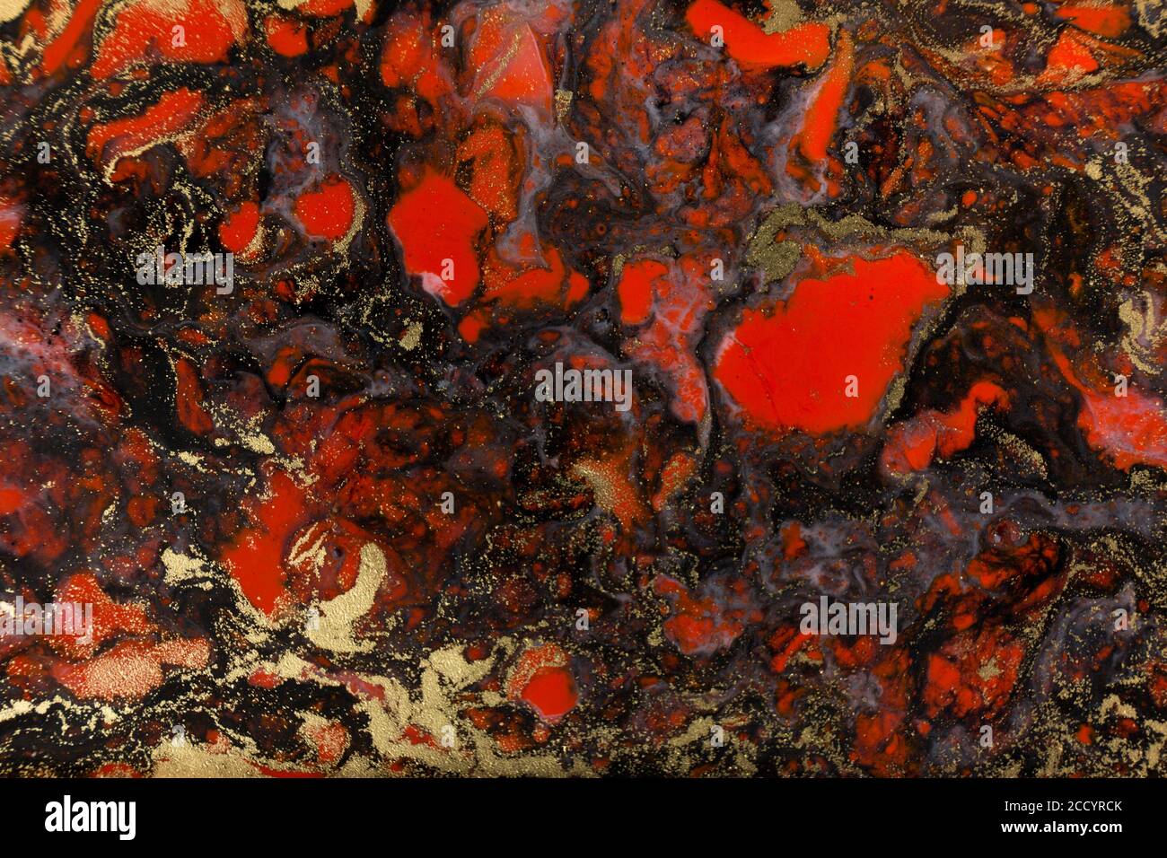 Red, black and gold paint liquid background. Abstract marble texture ...