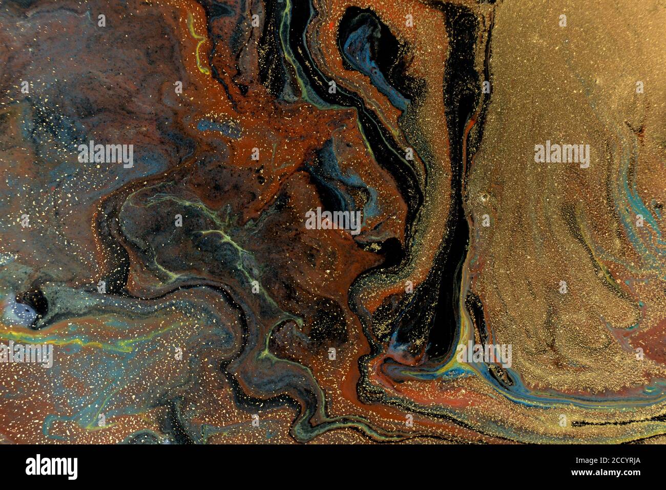 Liquid ink blue and gold mixed smudges texture Stock Photo - Alamy