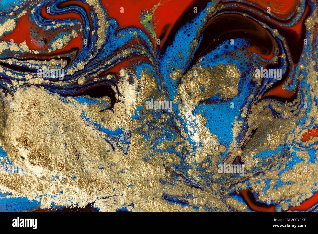 Beautiful mixed inks paint with golden powder background Stock Photo ...