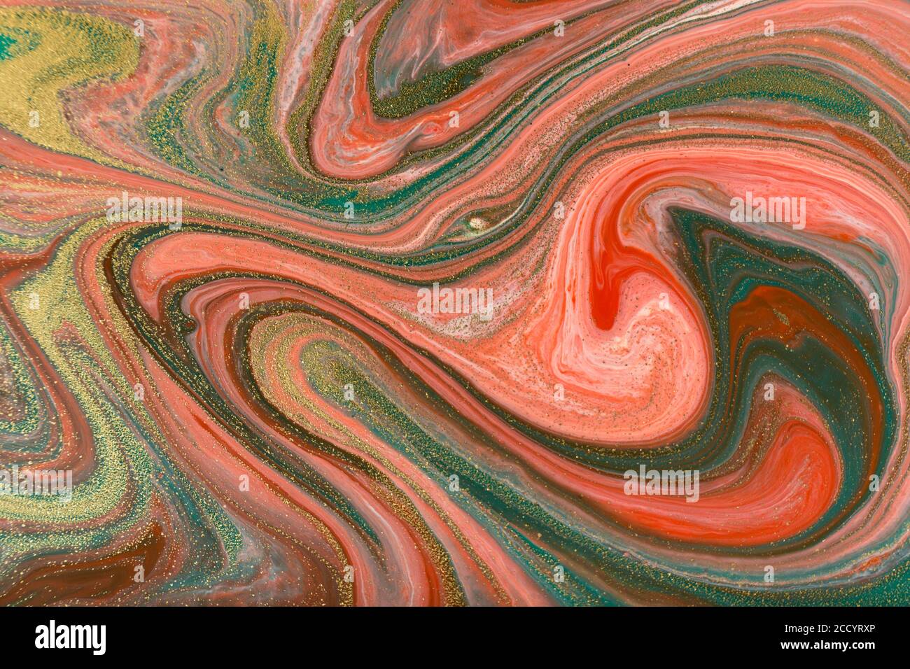 Pink, green and gold abstract paint marble background Stock Photo - Alamy