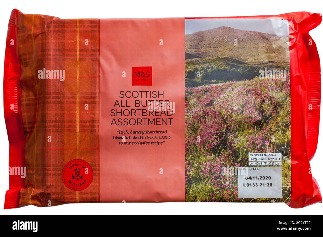 Packet of M&S Scottish All Butter Shortbread Assortment isolated on ...