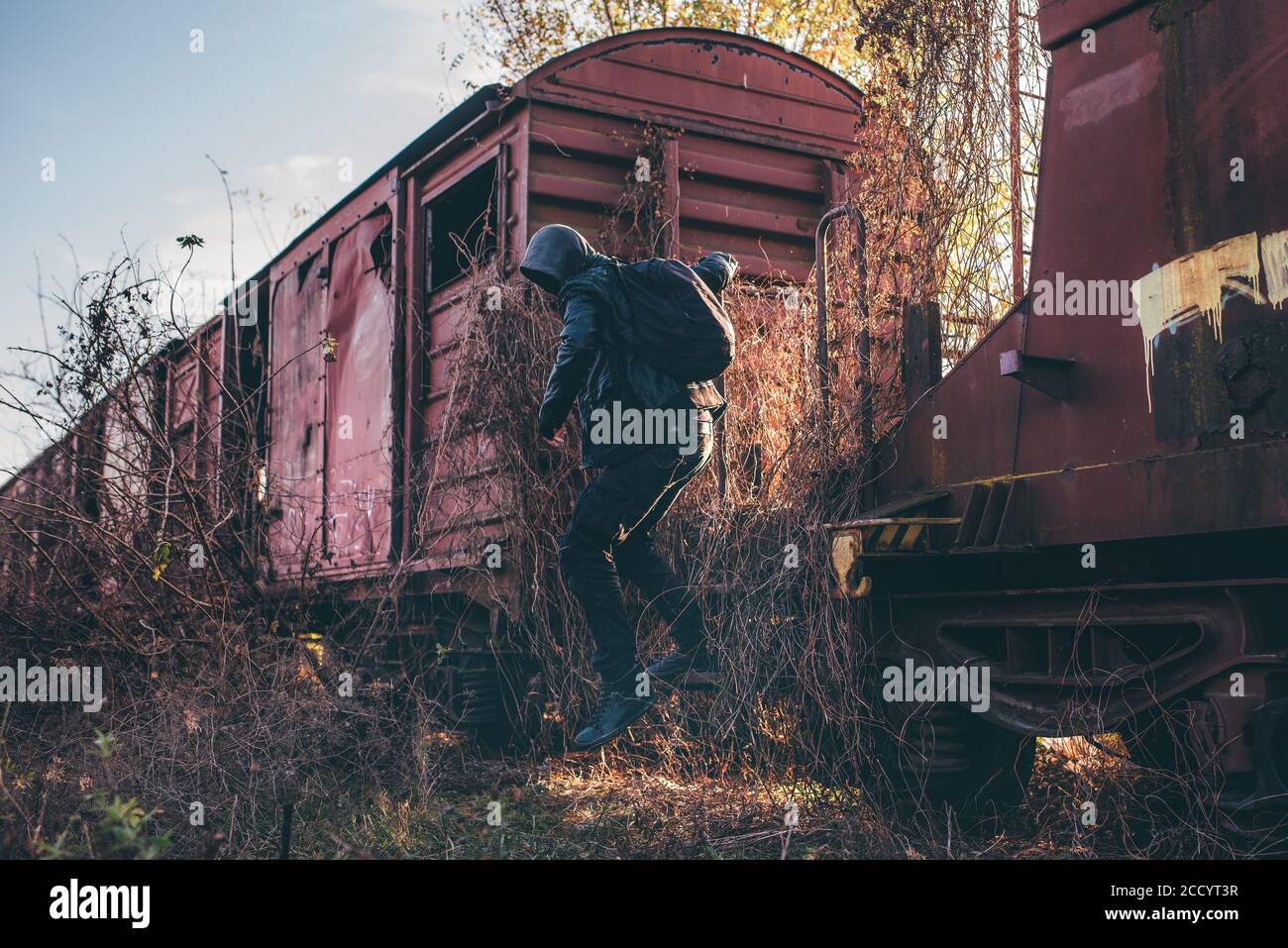 Man jumping jump male railway hi-res stock photography and images - Alamy
