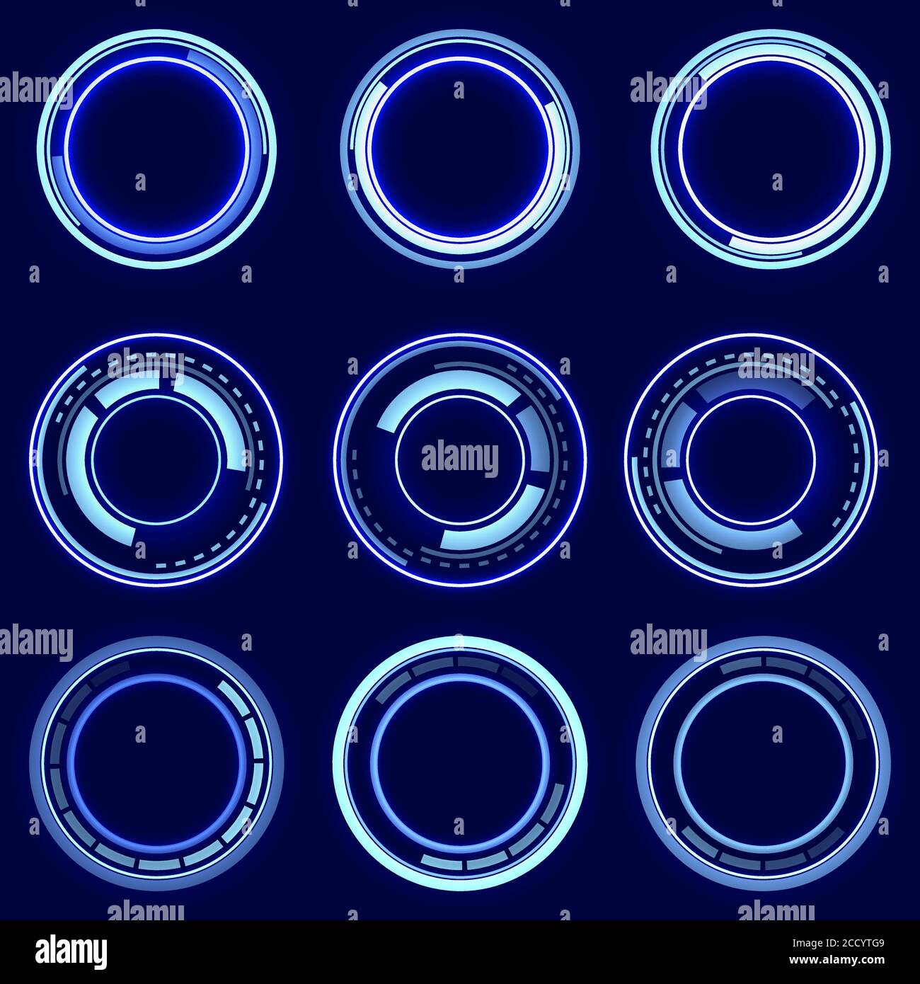 A set of futuristic rings. Graphic resources for designing fantastic ...