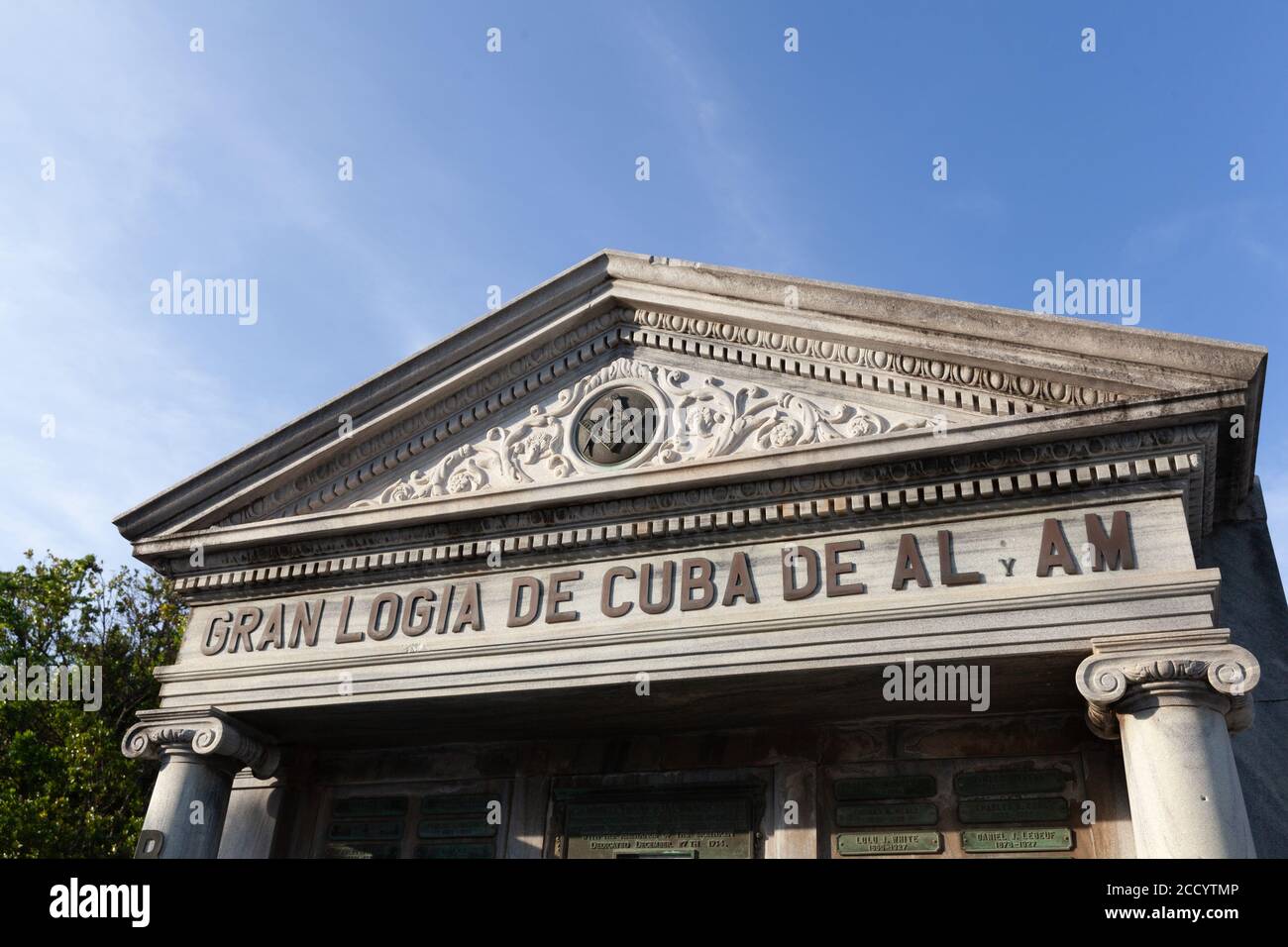 Masonic Burial vault (tomb) roof close-up, Colon Cemetery, Havana, Cuba ...