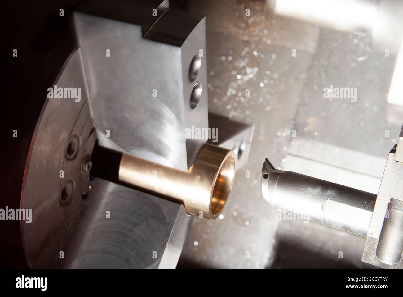 CNC Lathe Processing. Metalworking industry Stock Photo - Alamy