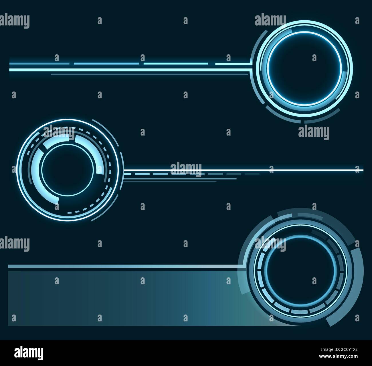 A set of futuristic rings. Graphic resources for designing fantastic ...