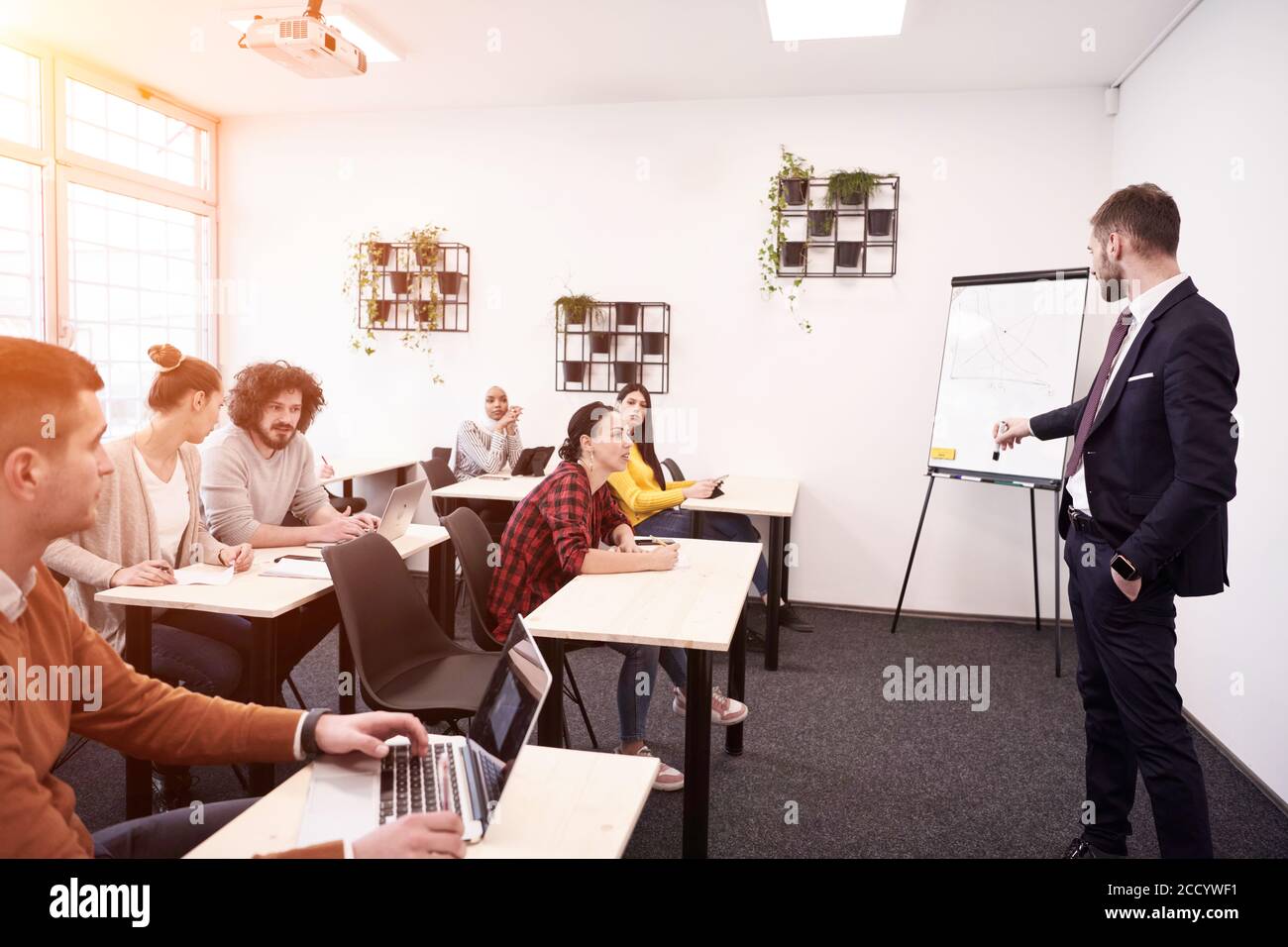 business education group of students at class or presentation Stock ...