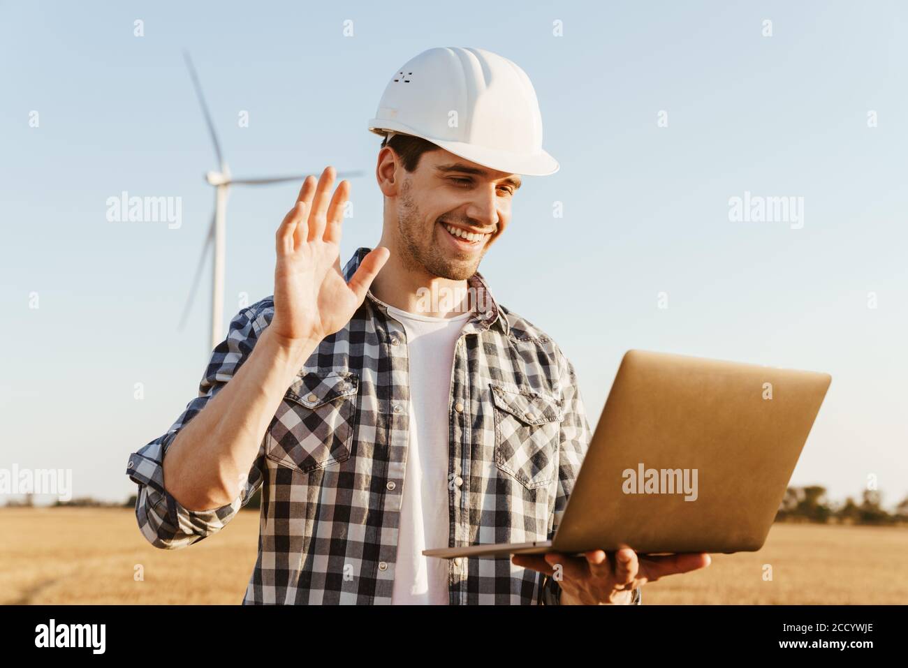 Waving engineer hi-res stock photography and images - Alamy