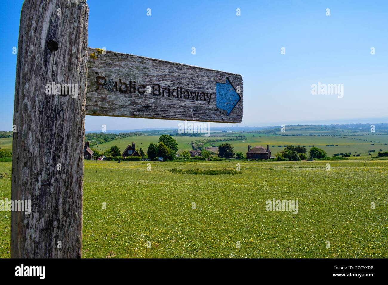 Public Bridleway sign for Right Of Way walking path in the English ...