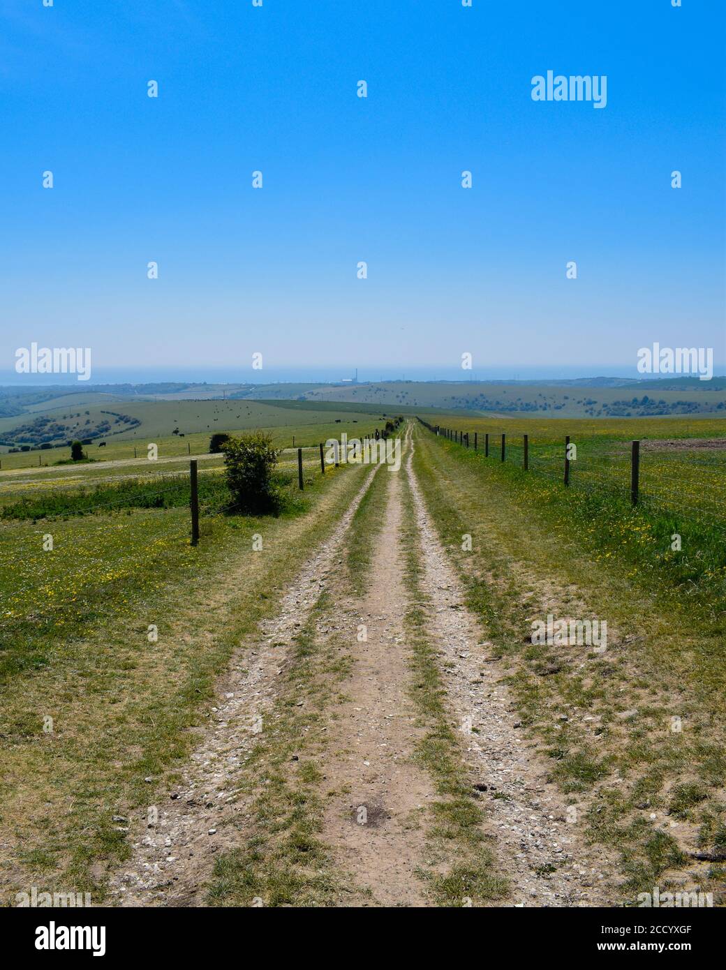 View of English countryside with a Walking Path Trail in the South ...