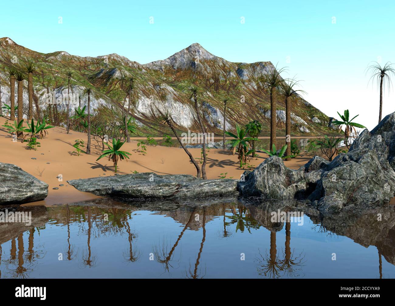 3D rendering of a tropical lagoon landscape Stock Photo - Alamy