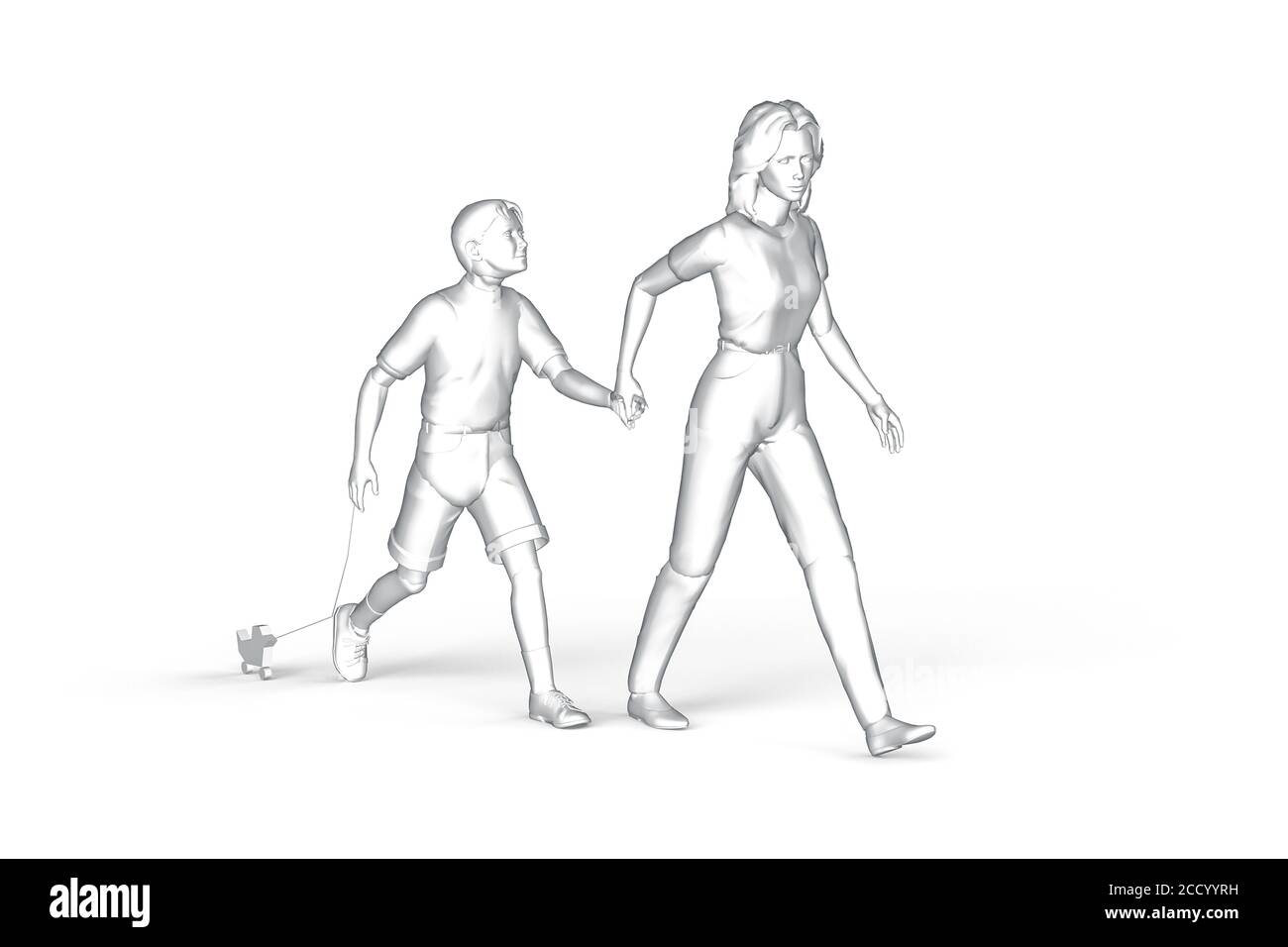 A woman walks with a child holding his hand - Mother with her son ...