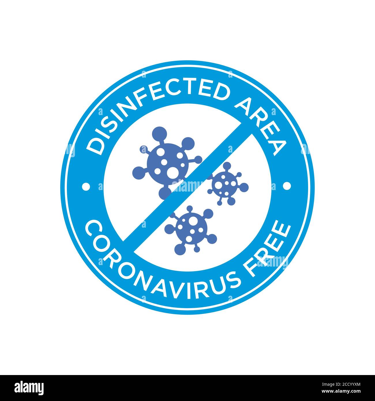 Round symbol for disinfected area of covid-19. Coronavirus free area ...