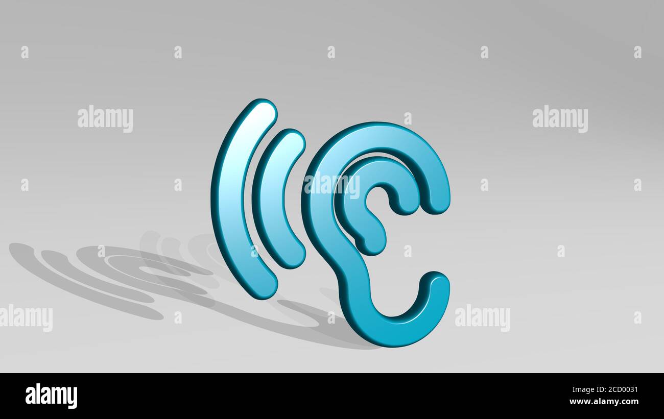 MUSIC EAR 3D icon casting shadow, 3D illustration Stock Photo - Alamy