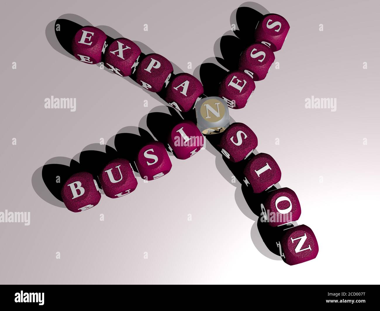 business expansion combined by dice letters and color crossing for the ...