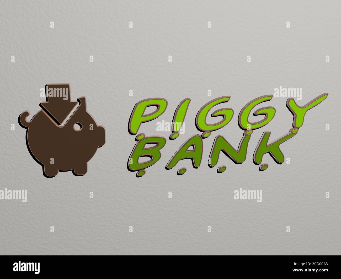 PIGGY BANK icon and text on the wall, 3D illustration Stock Photo - Alamy