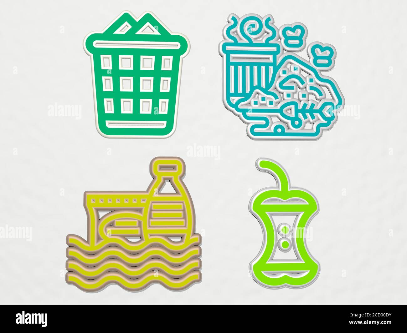 waste 4 icons set, 3D illustration Stock Photo - Alamy