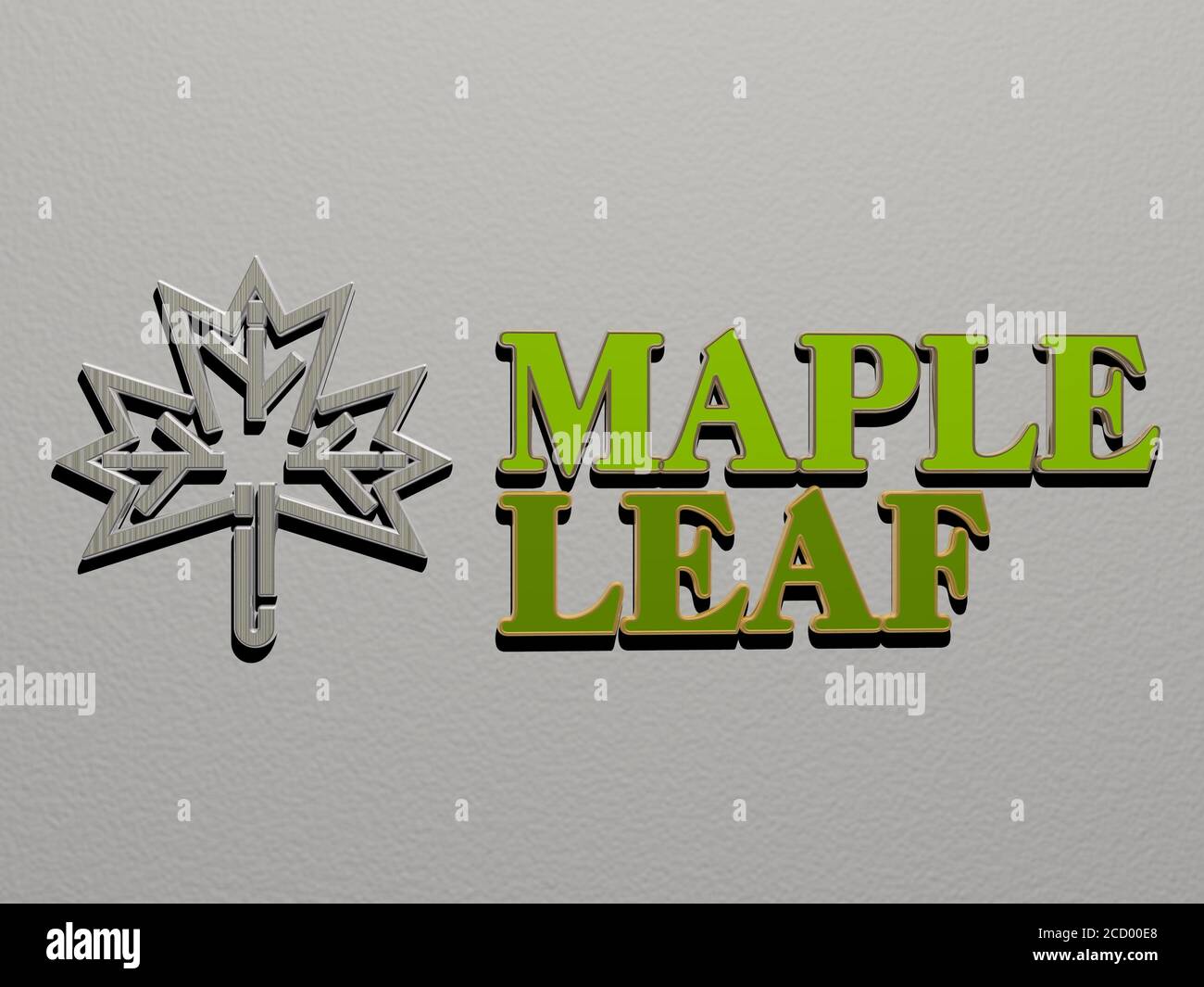 MAPLE LEAF icon and text on the wall, 3D illustration Stock Photo - Alamy