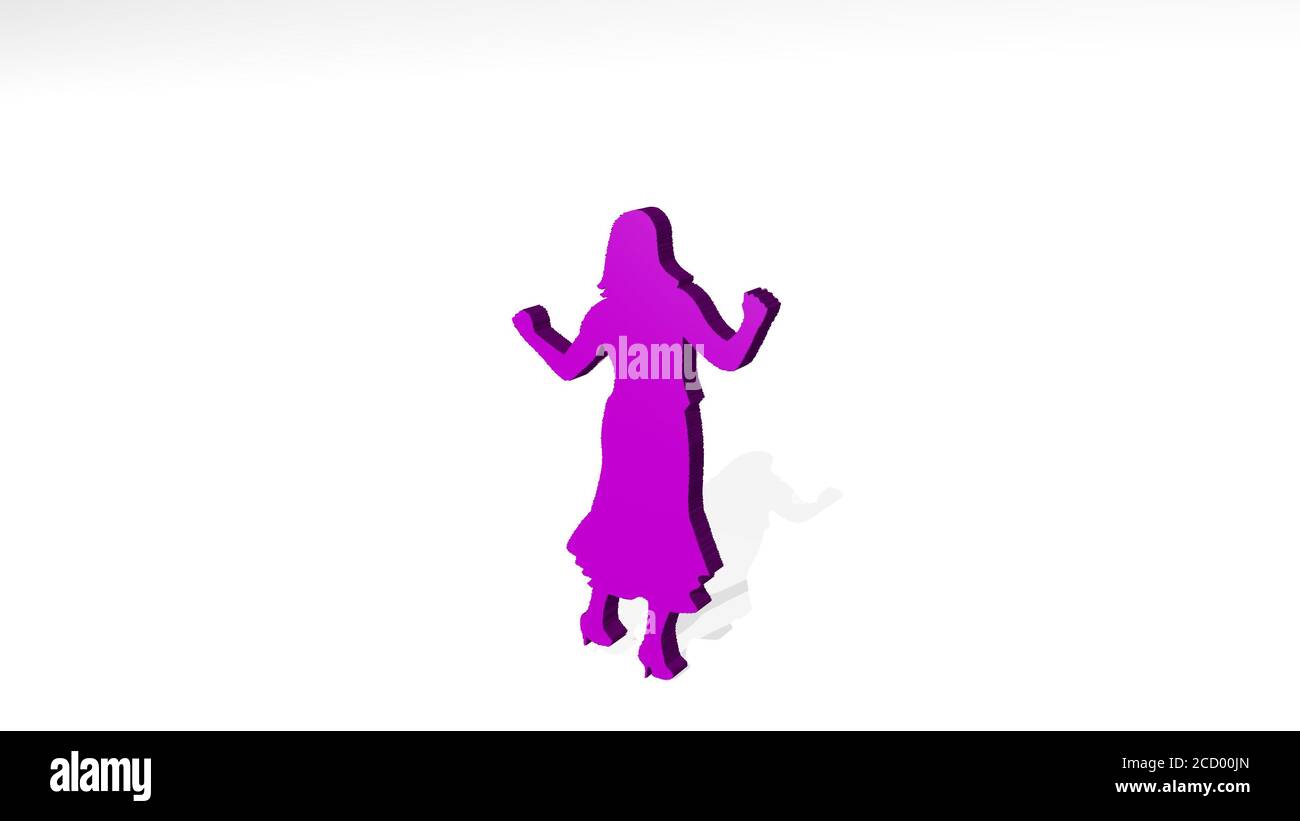 woman dancing with high heels 3D drawing icon on white floor, 3D ...
