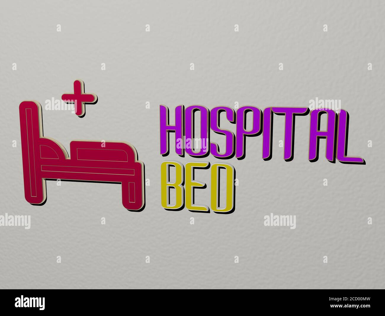 3D graphical image of HOSPITAL BED vertically along with text built by ...