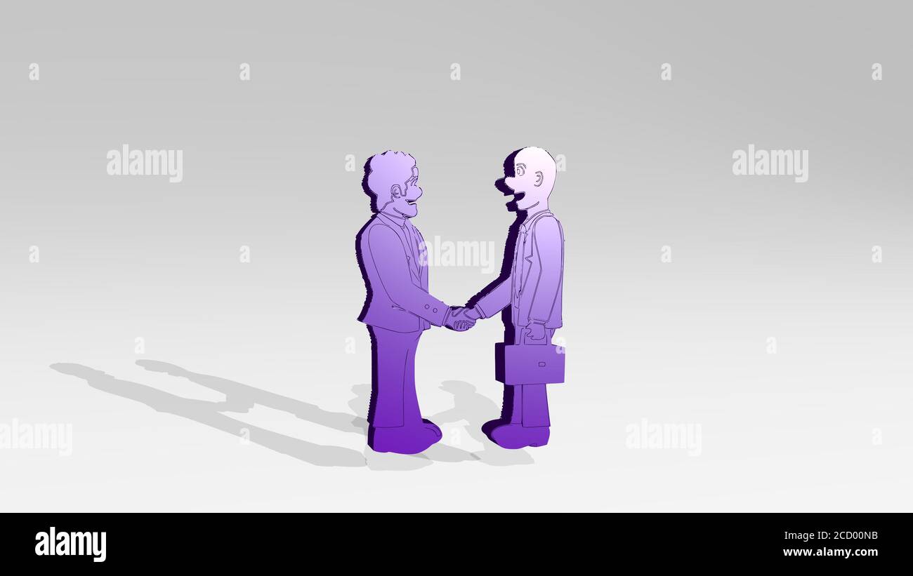 MEN SHAKING HANDS 3D drawing icon on white floor, 3D illustration Stock ...