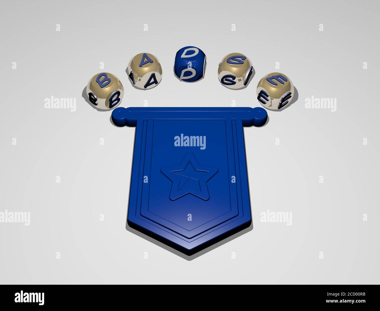 BADGE circular text of separate letters around the 3D icon, 3D ...