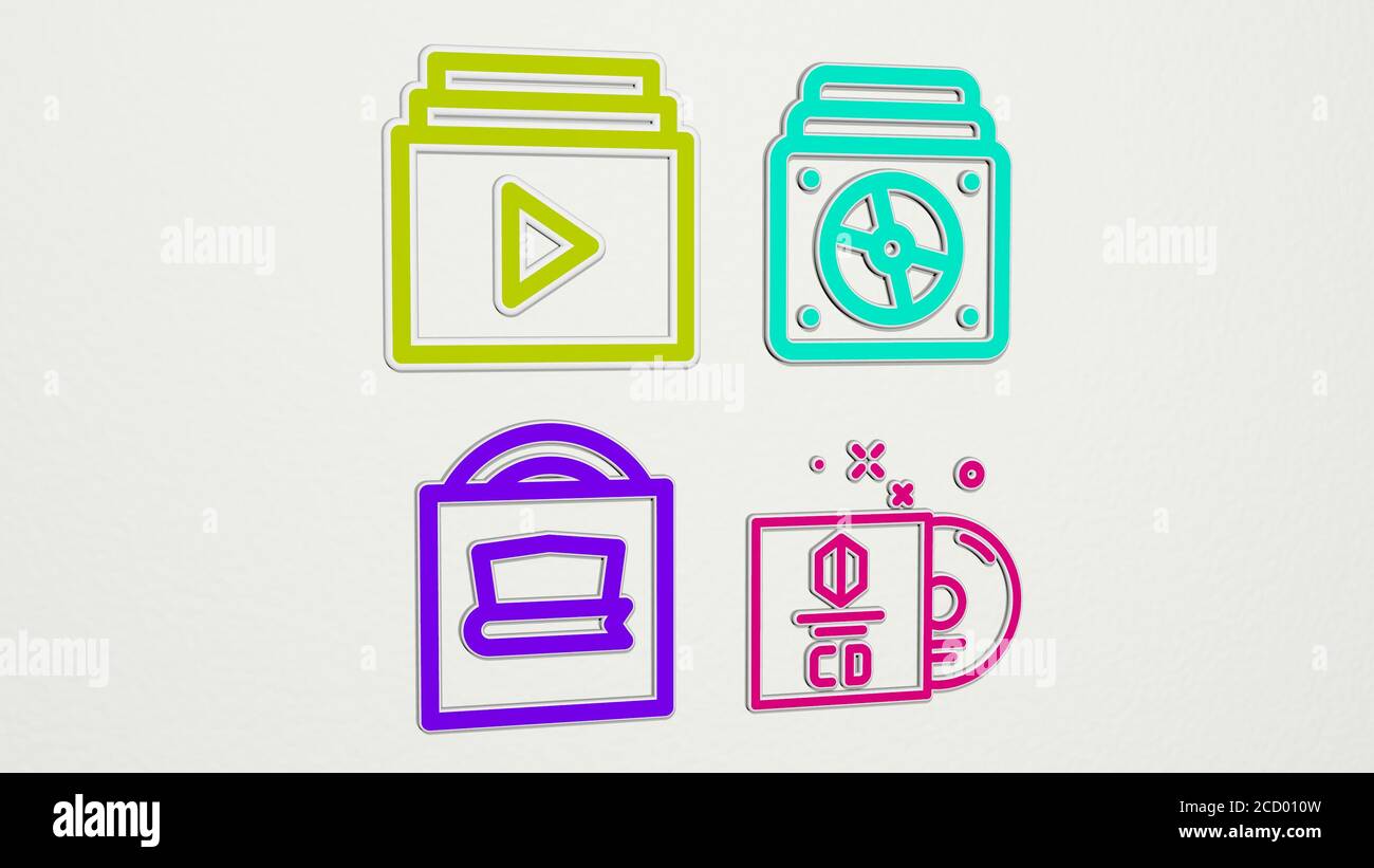 ALBUM colorful set of icons, 3D illustration Stock Photo - Alamy