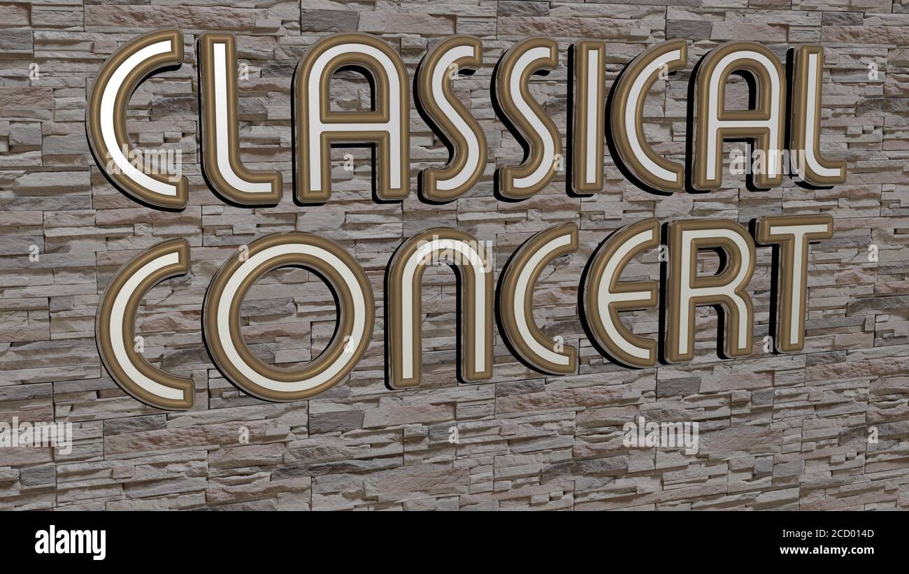 classical concert text on textured wall, 3D illustration Stock Photo ...