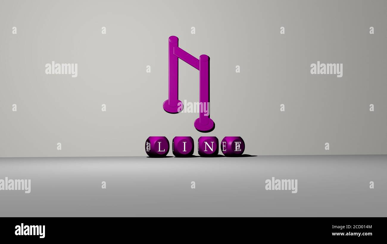 LINE 3D icon on the wall and text of cubic alphabets on the floor, 3D ...