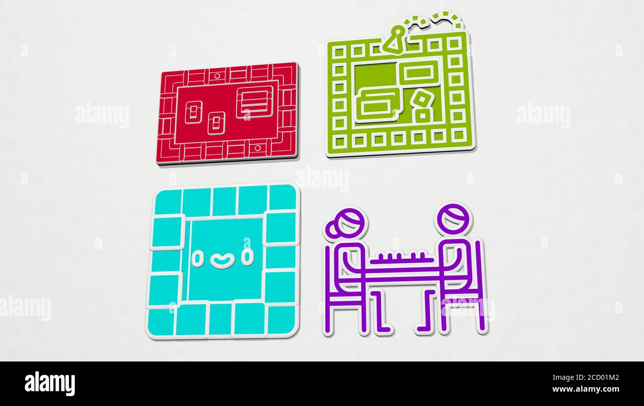 BOARD GAME colorful set of icons, 3D illustration Stock Photo - Alamy