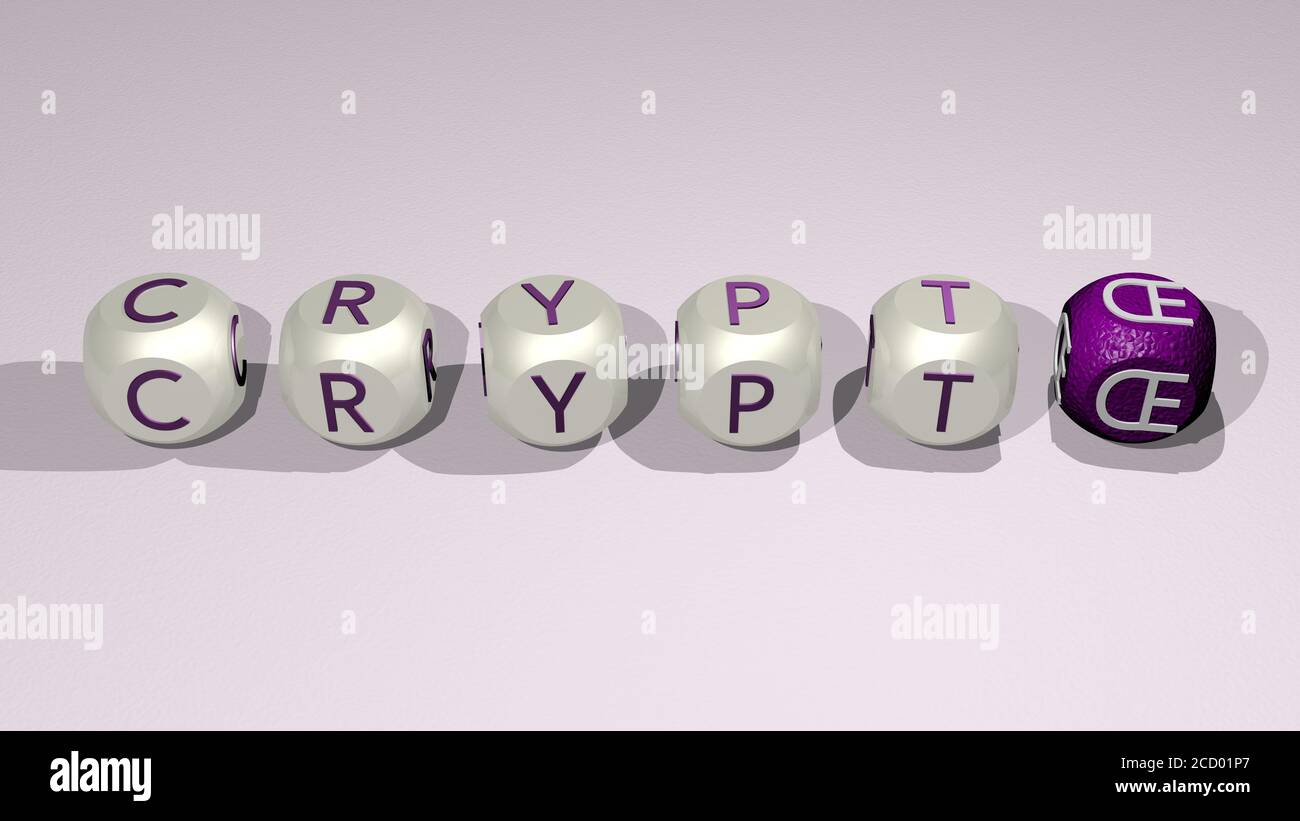 CRYPTO text of cubic individual letters, 3D illustration Stock Photo ...