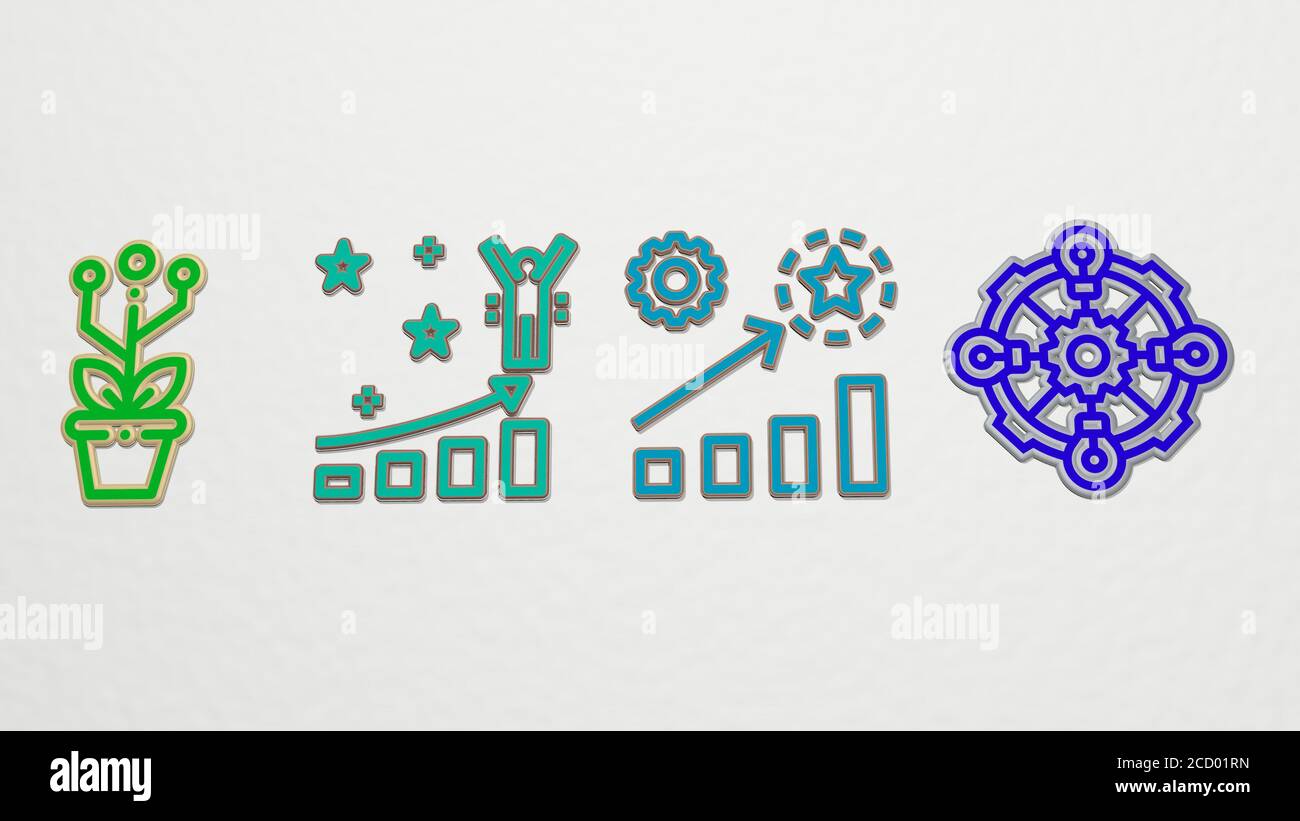 development 4 icons set, 3D illustration Stock Photo - Alamy