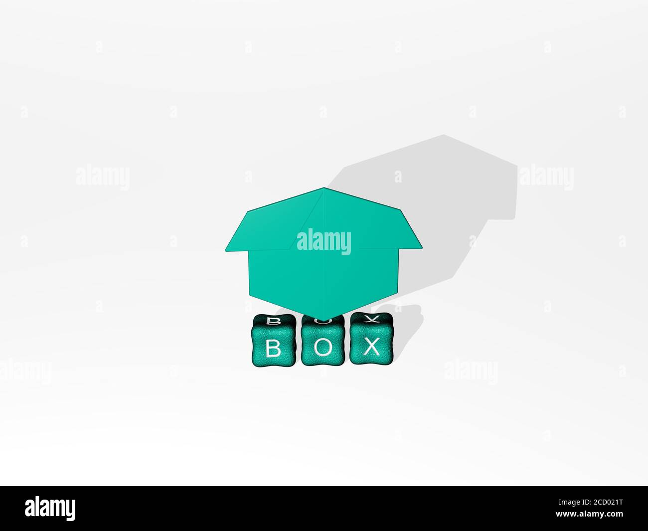 box 3D icon on cubic text, 3D illustration Stock Photo - Alamy