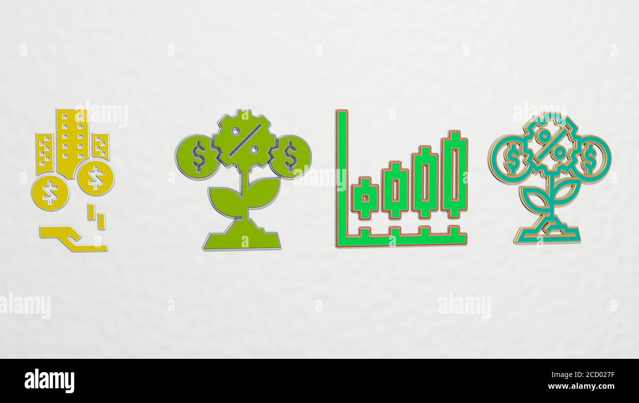 DIVIDEND 4 icons set, 3D illustration Stock Photo - Alamy