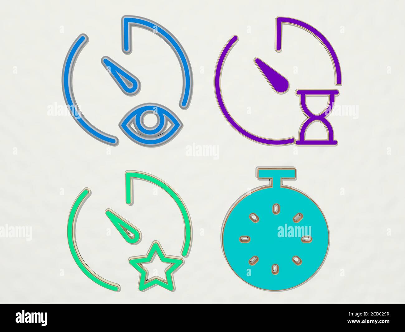 stopwatch 4 icons set, 3D illustration Stock Photo - Alamy